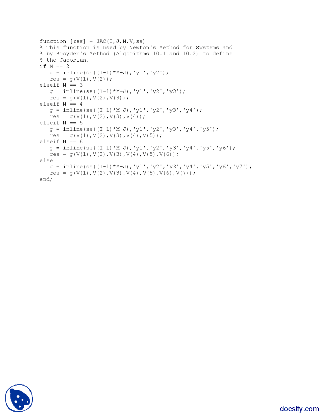 Newton Method Broyden Method 2 Numerical Analysis Matlab Code Exercises Mathematical Methods