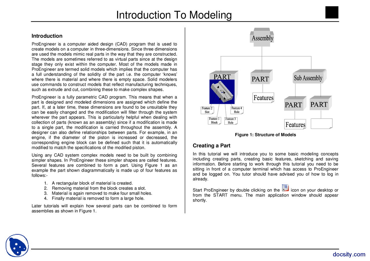 Introduction To Modeling Computer Aided Drawing Handout Docsity