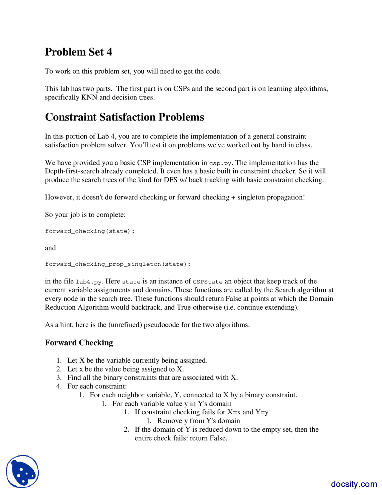 Constraint Satisfaction Problems-Artificial Intelligence-Assignemnt ...