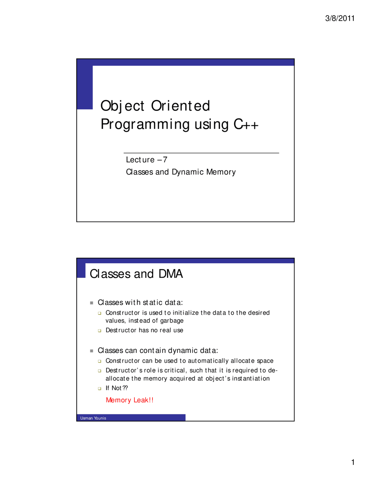 Classes And Dynamic Memory Object Oriented Programming Lecture Slides 1564