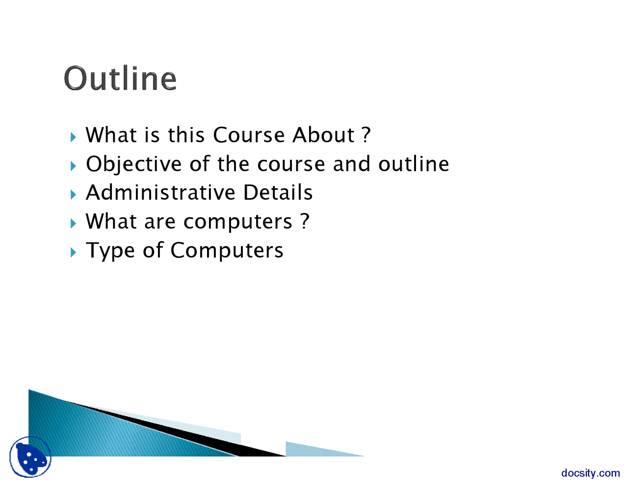 Outline Fundamentals Of Computer Lecture Slides Docsity