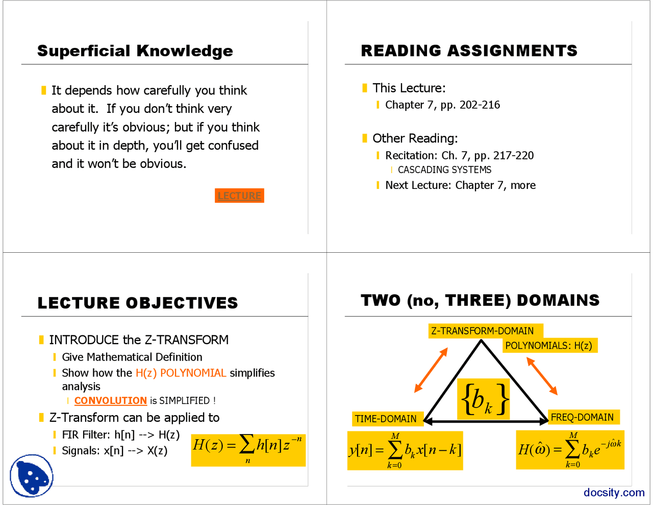 Superficial Knowledge Signals And Systems Lectue Slides Docsity