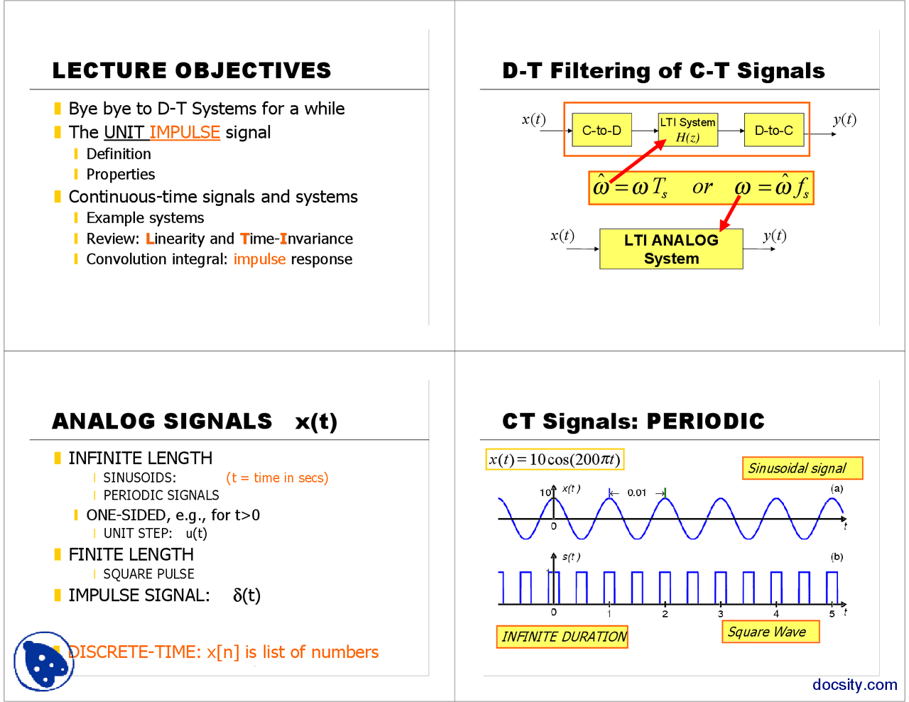 D T Filtering Of C T Signals Signals And Systems Lectue Slides Docsity