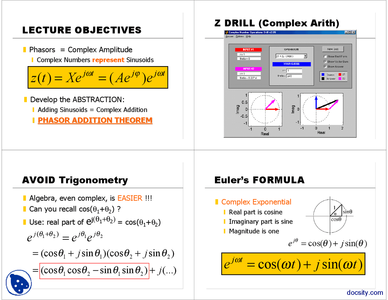 AVOID Trigonometry-Signals and Systems-Lectue Slides | Slides Signals and Systems Theory | Docsity