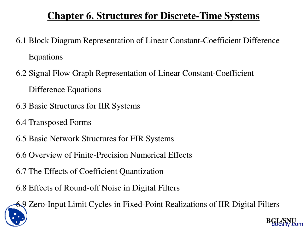 Structures For Discrete Time Systems Signals And Systems Lectue Slides