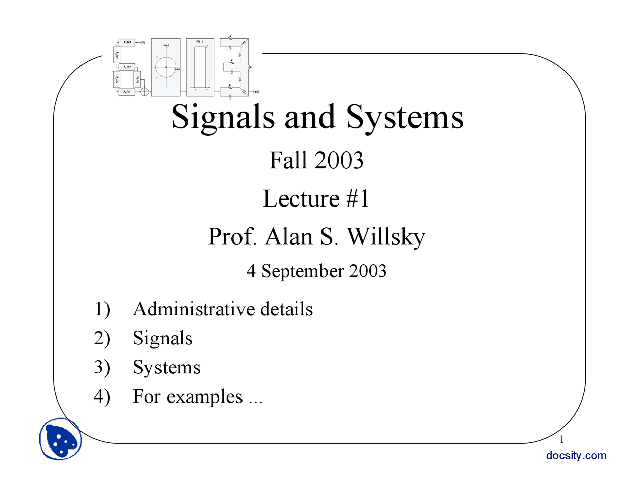 Signals Signals And Systems Lectue Slides Docsity