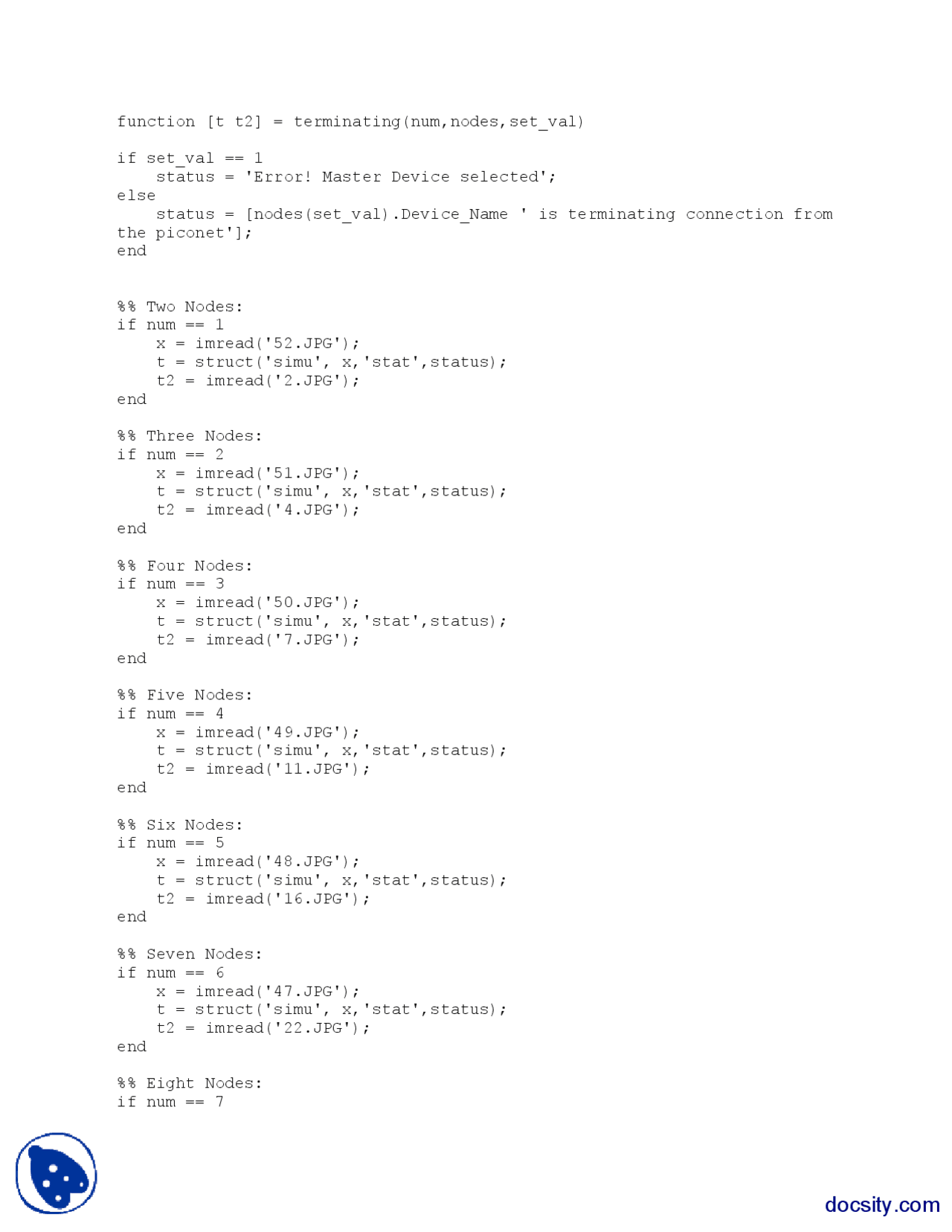Function Terminating Network Programming Project Codes Docsity