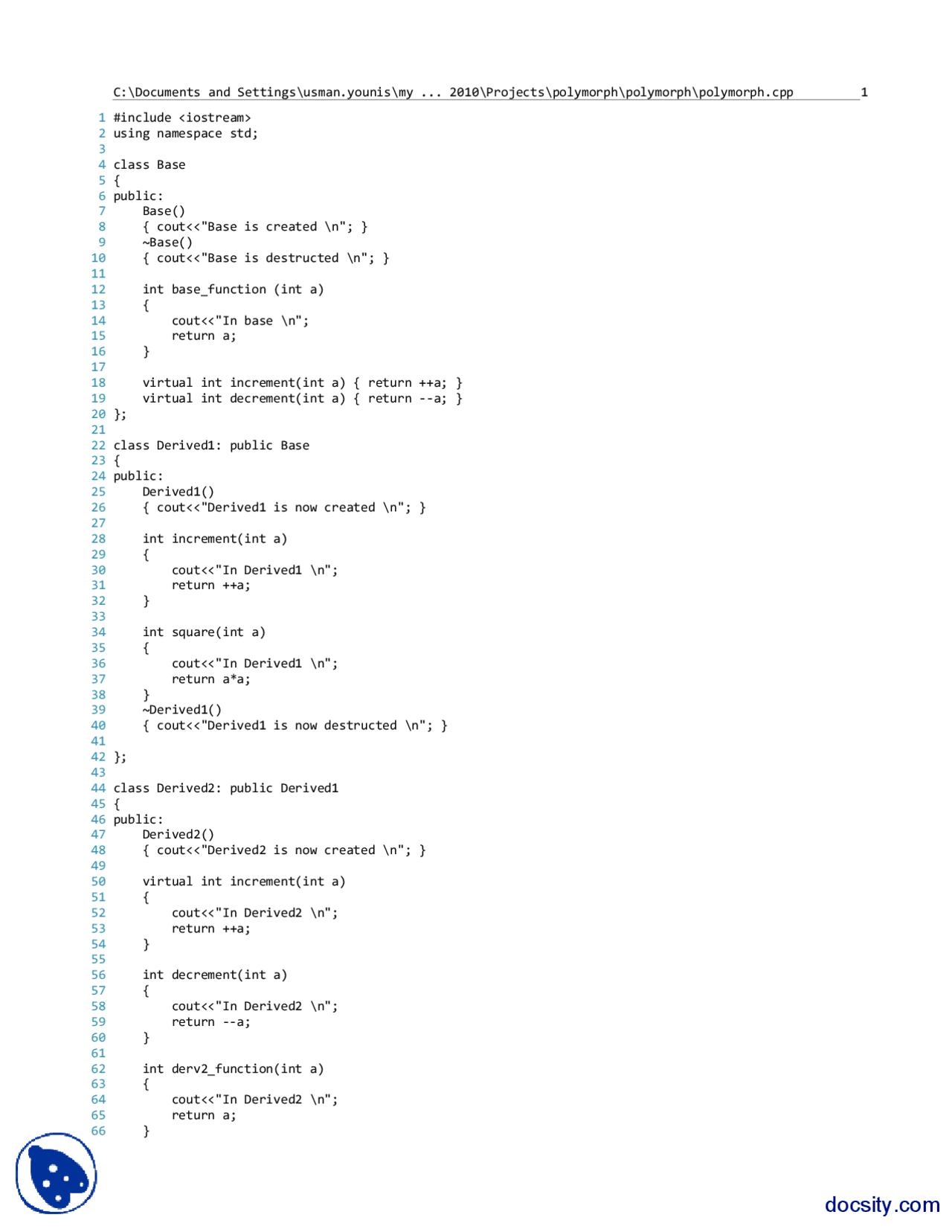 Polymorphism Part 1 Object Oriented Programming Lecture Handout Docsity 3694
