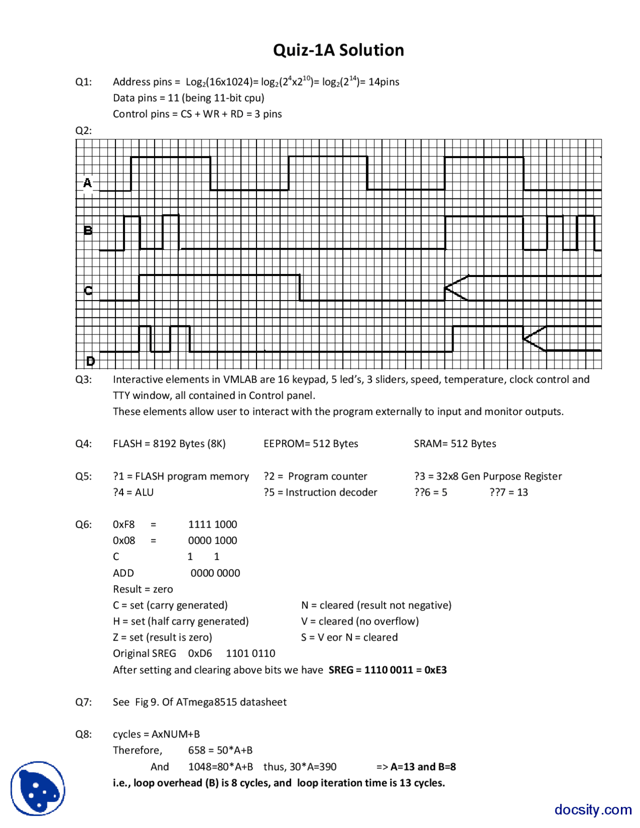 Addresses-Interfacing Microprocessor-Quiz Solution - Docsity