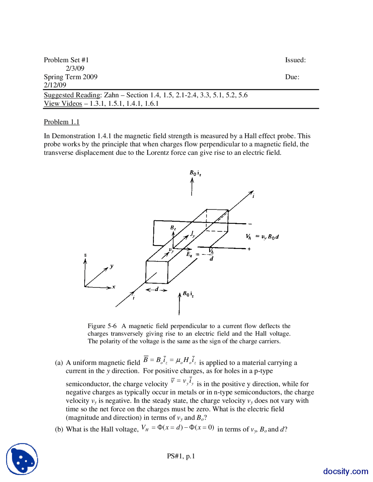 Megnetic Field Strength Electromegnatic Field Assignment Docsity