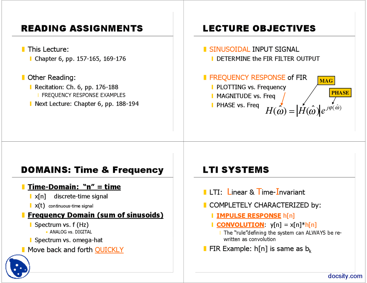 Frequency Response Signals And Systems Basics Lectue Slides Docsity