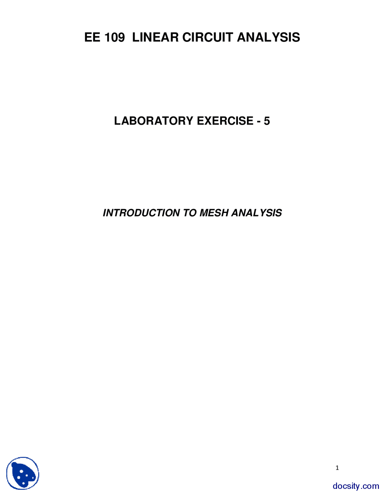 Mesh Analysis Linear Circuit Analysis Lab Mannual Docsity