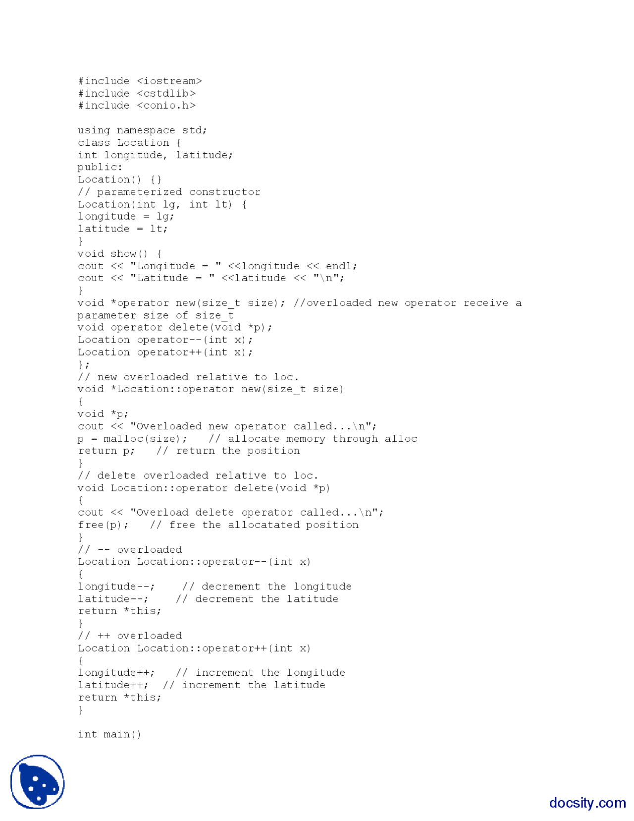 Location Longitude Latitude Applications Of Programming C Plus Plus Code Docsity 