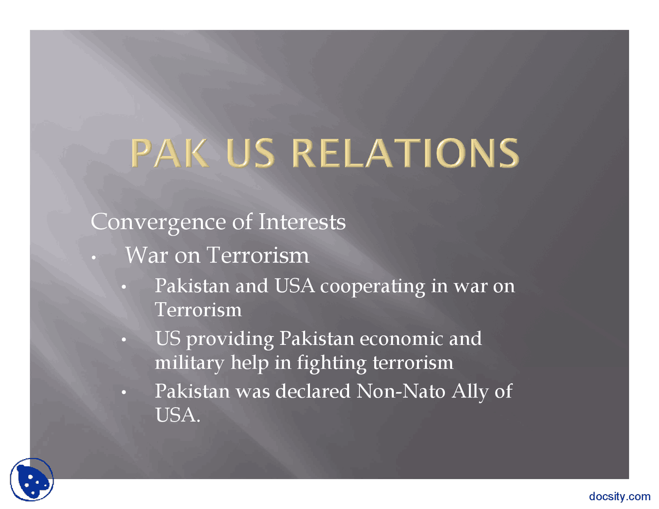 Pak US Relations-Pak Studies-Lectrue Slides | Slides Pakistan Studies ...