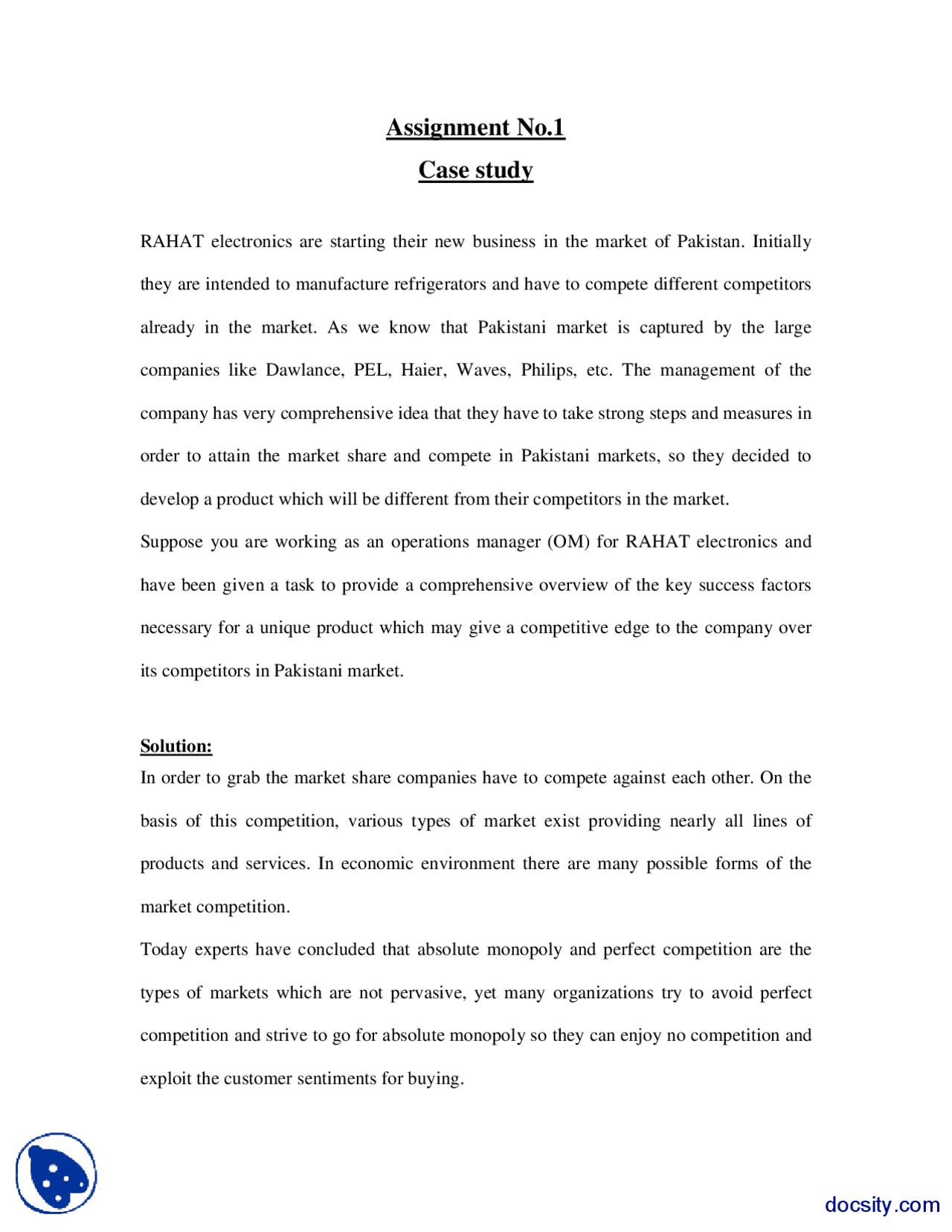 Quality And Product Differentiation Management Assignment Solution