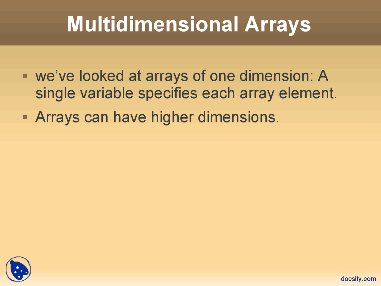 Multidimensional Arrays Introduction To Programming Lab Mannual Docsity