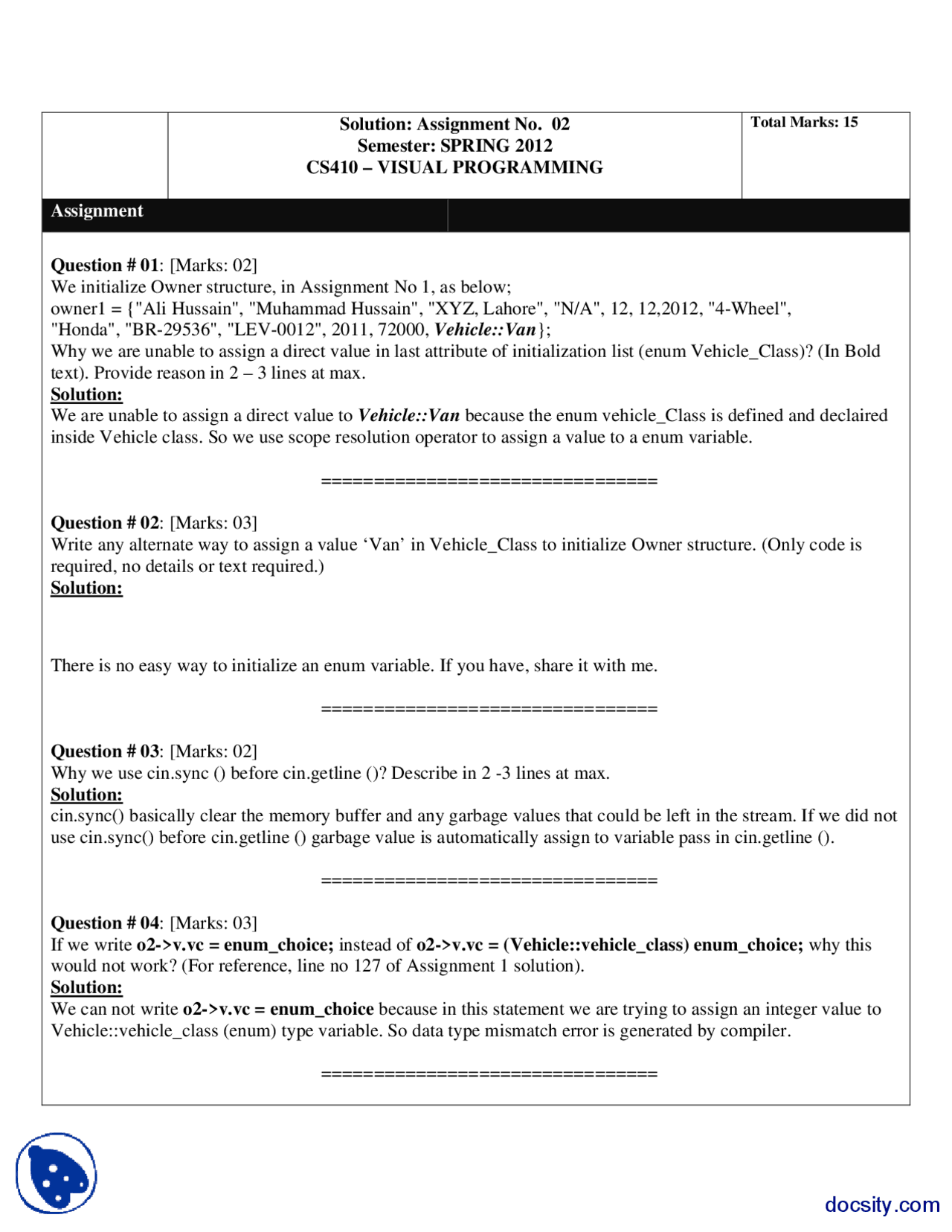 Car Owner Details Structure Modern Programming Languages Assignment Solution Docsity