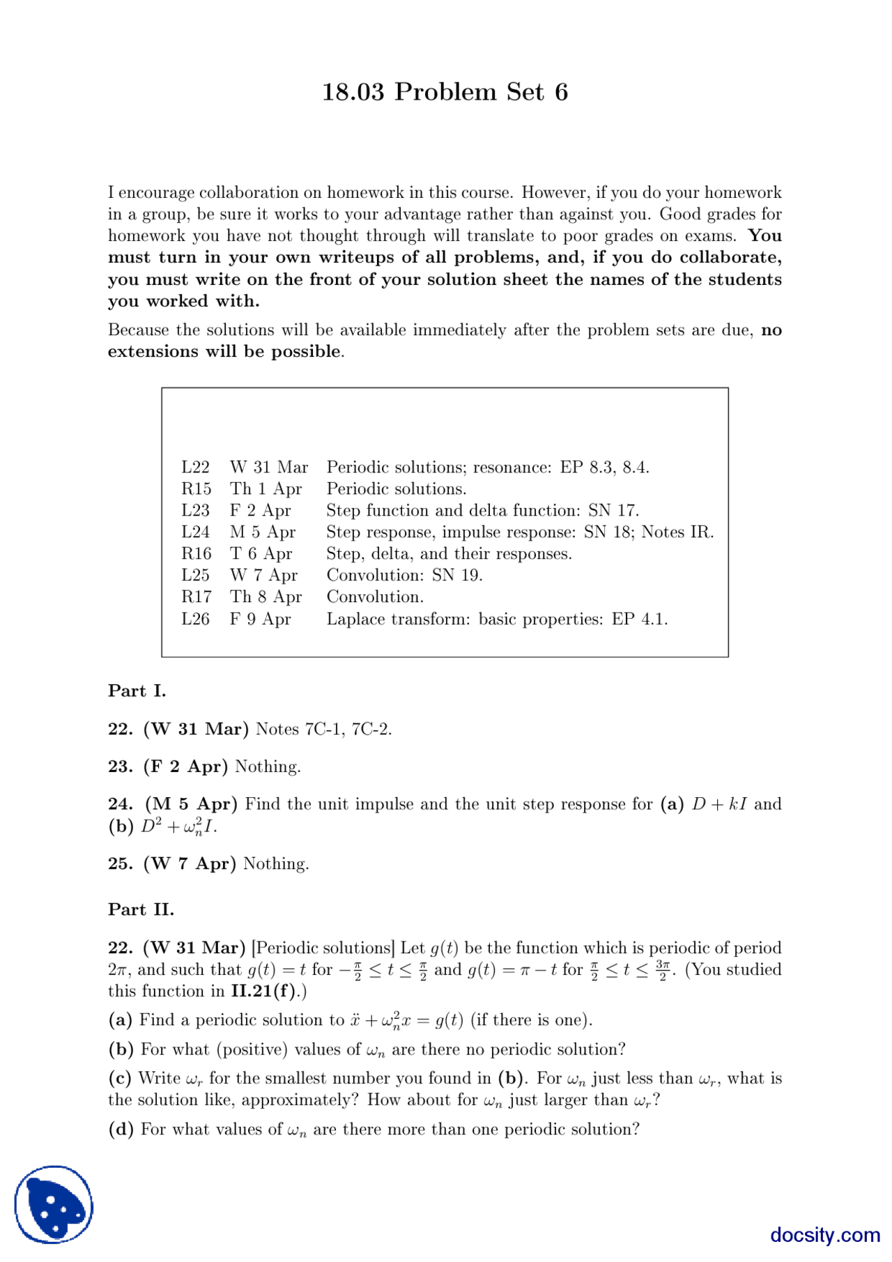 Step and Impulse Response-Differential Equations-Assignemnt and Solution - Docsity