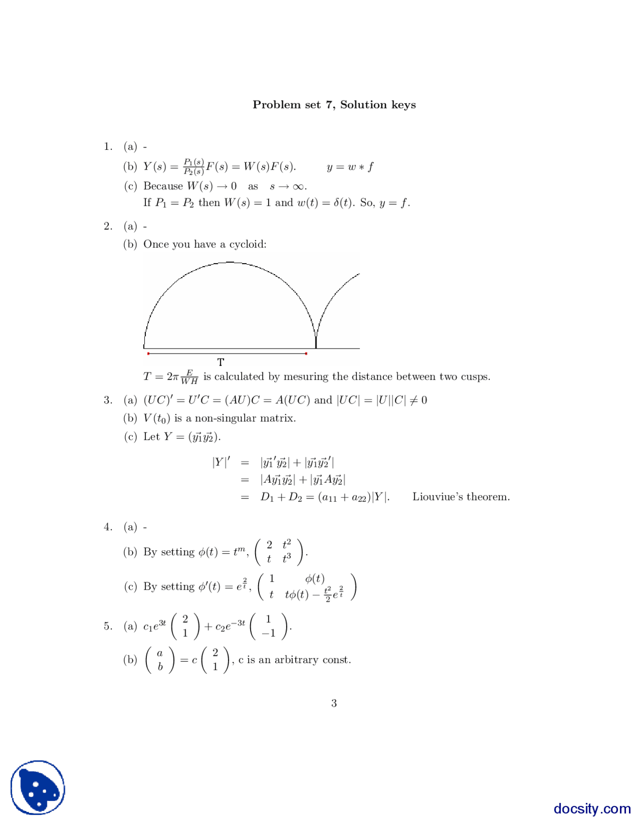 Cycloid-Differential Equations-Assignemnt and Solution - Docsity