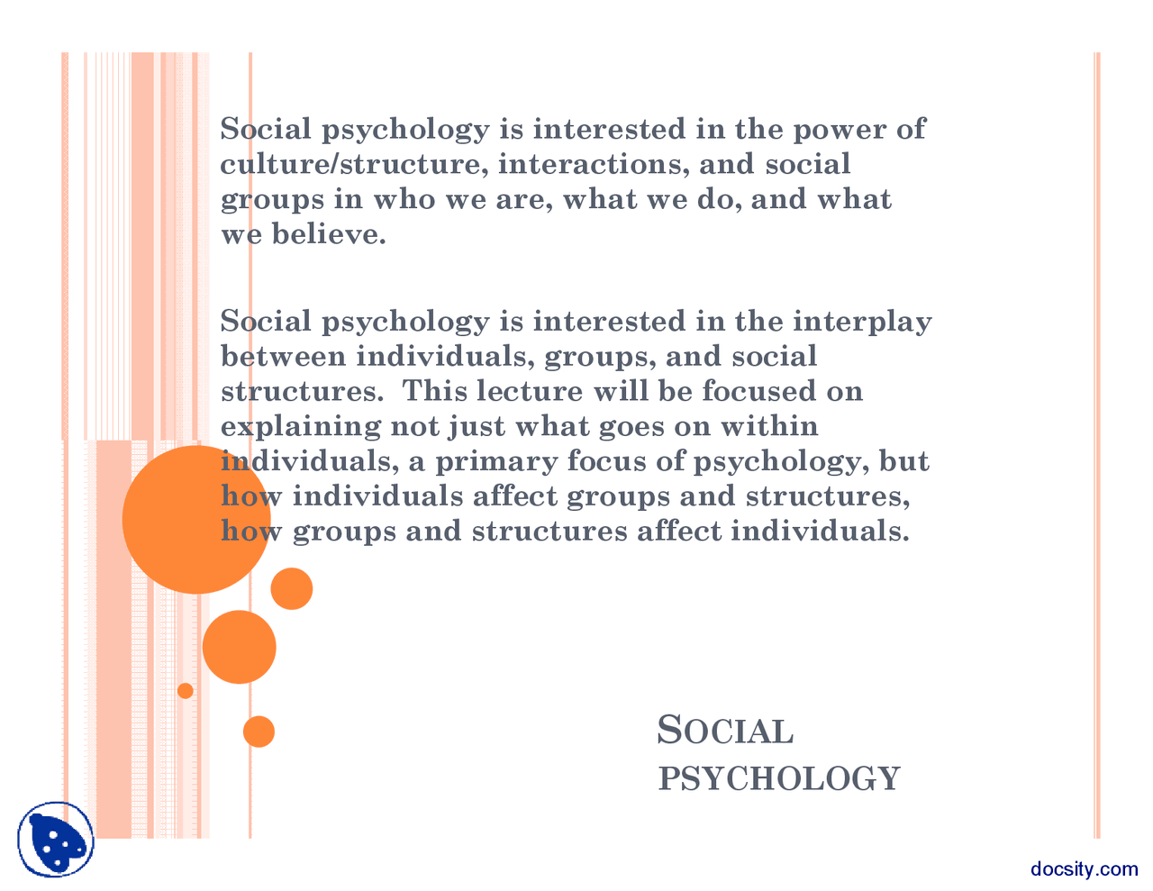 Social Psychology Part 2 Phsycology Lecture Slides Docsity