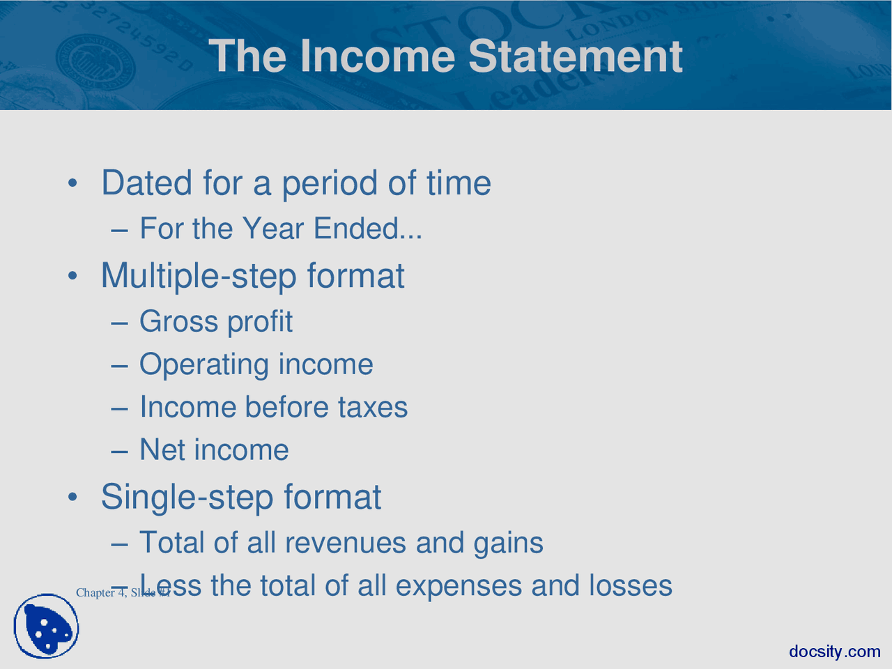 The Income Statement-Business Administration-Lecture Slides - Docsity
