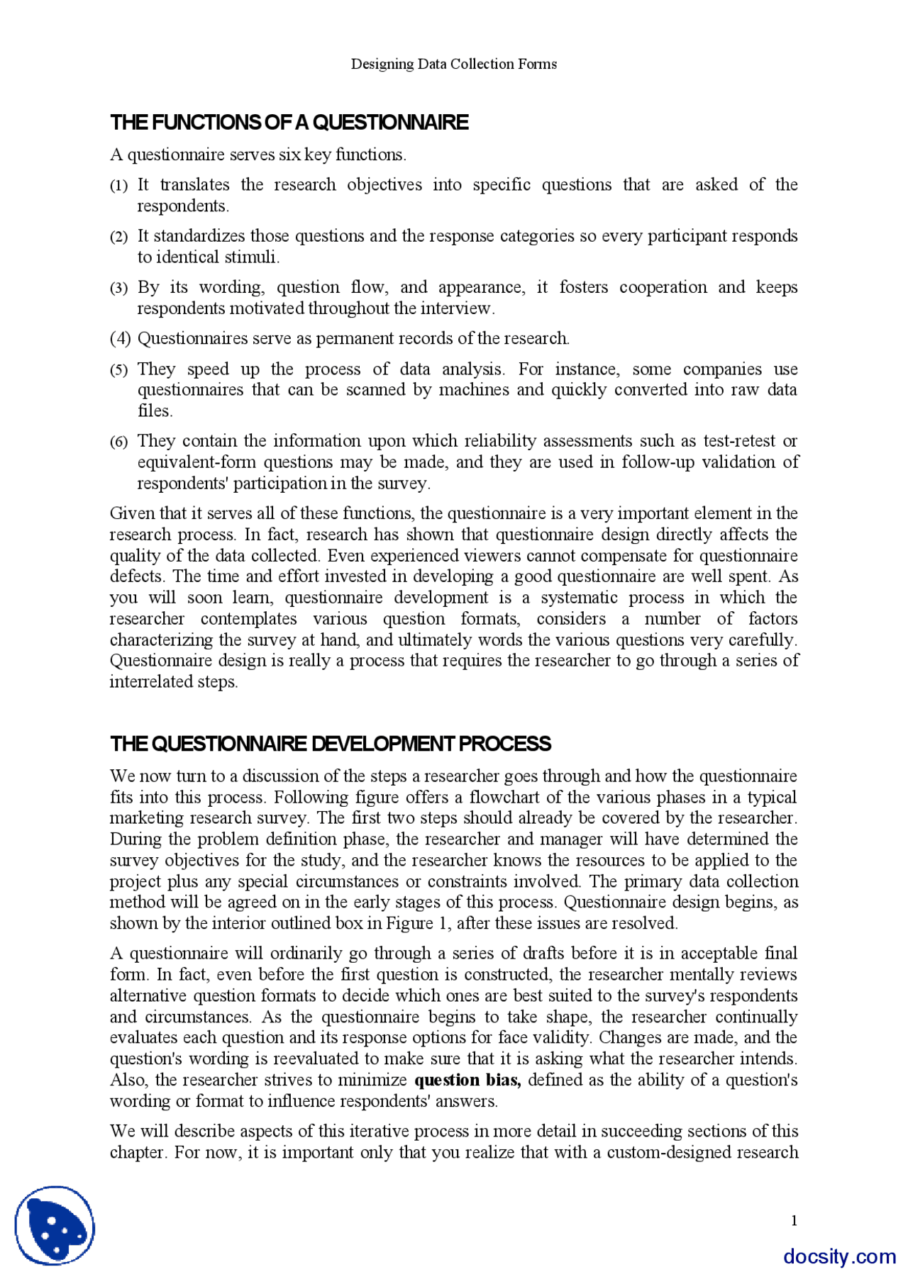Questionaire, Designing Data Collection Forms, Final Project-Accounting ...