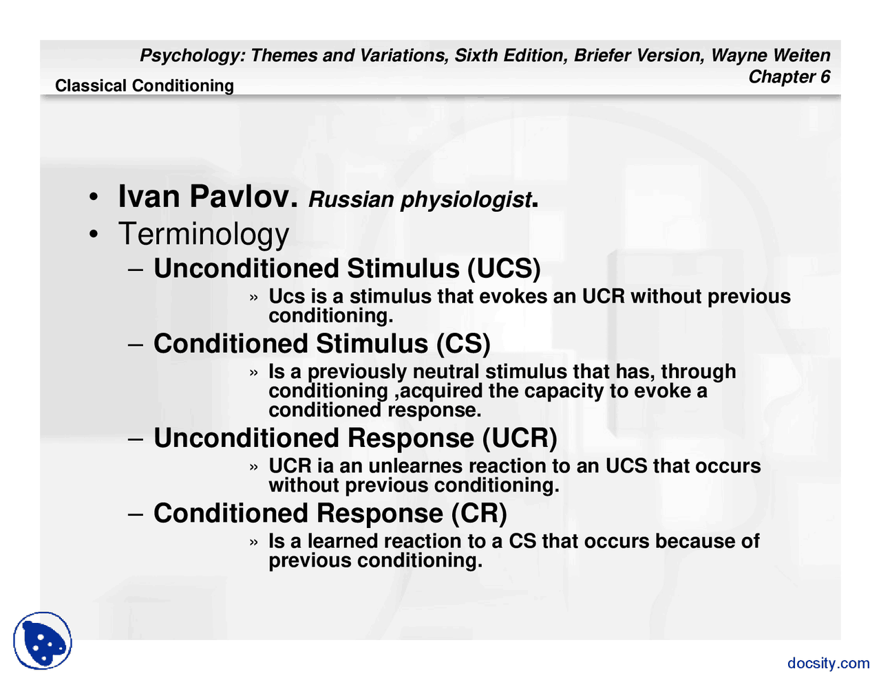 Stimulus And Response Phsycology Lecture Slides Docsity
