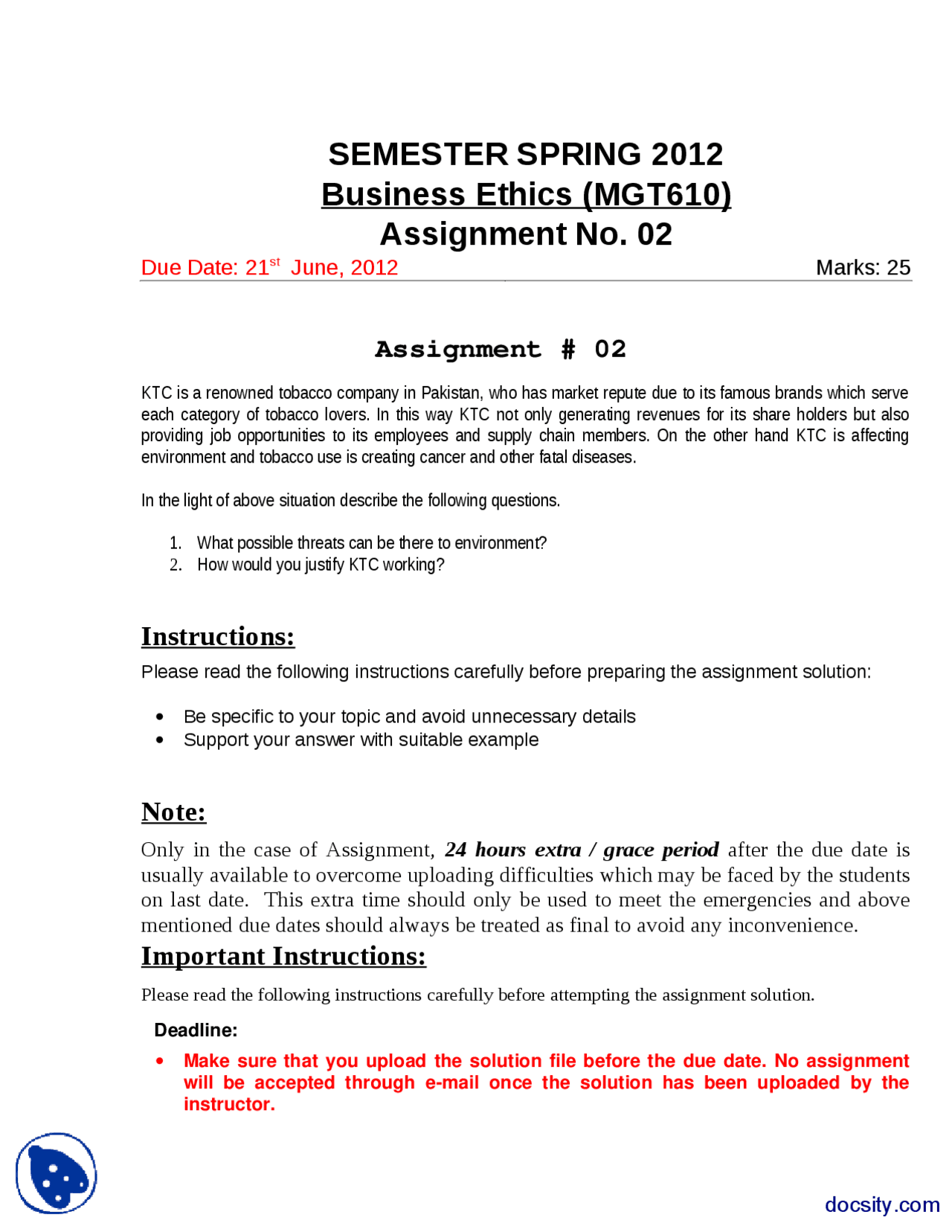 Business Ethics And Threats To Business Management Assignment Docsity