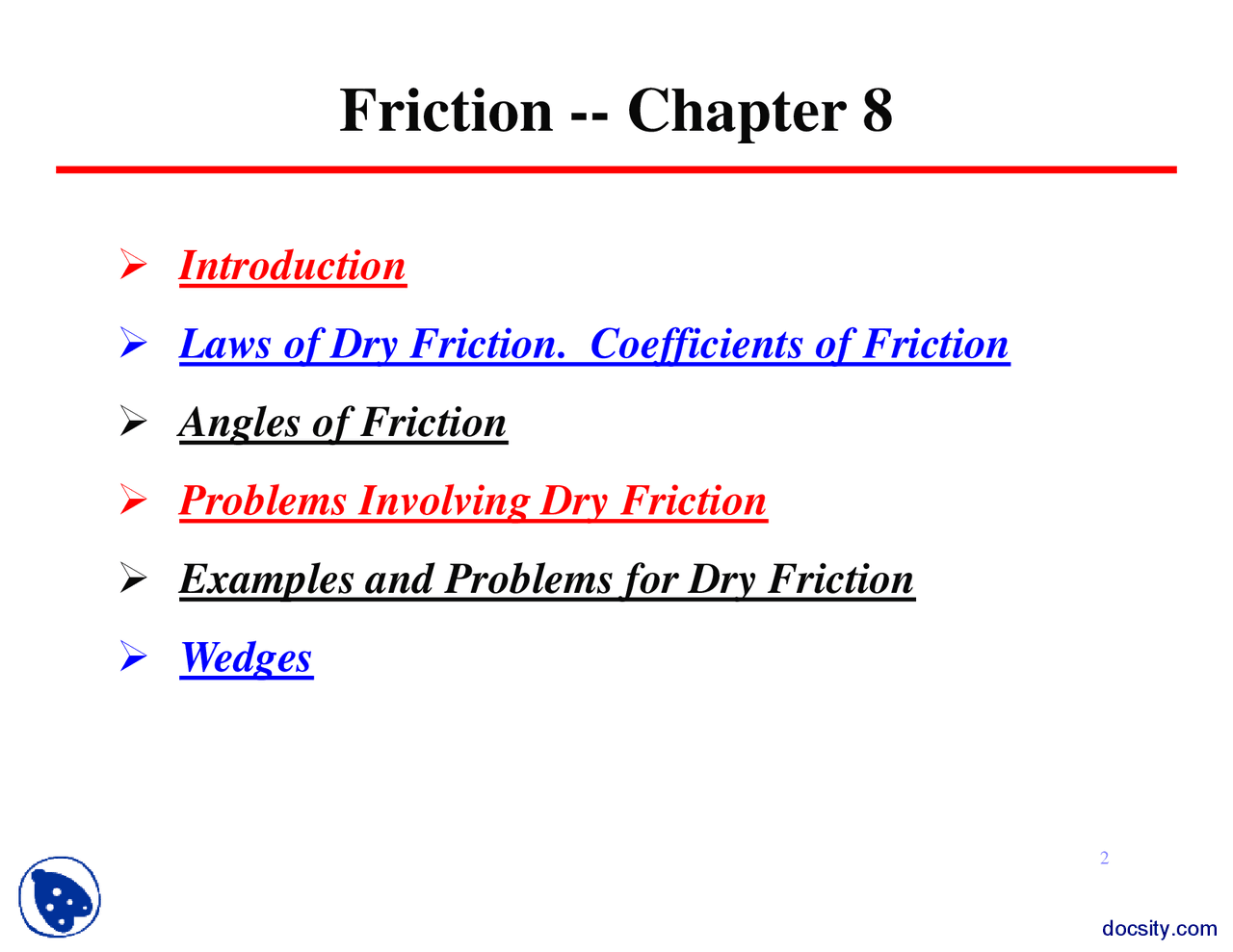 Friction Part 1 Basic Mecanical Engineering Lecture Slides Slides