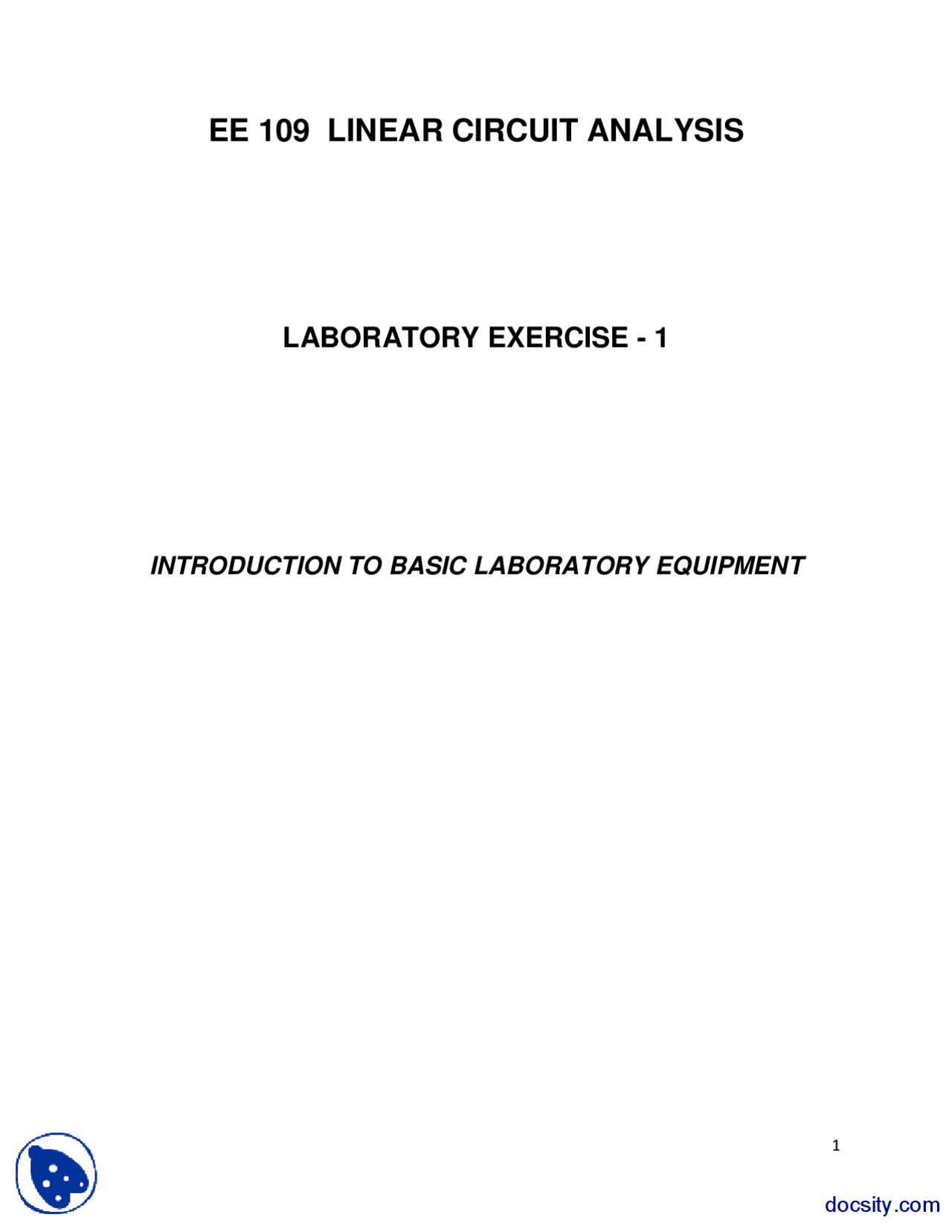 Basic Lab Equipments Linear Circuit Analysis Lab Mannual Docsity