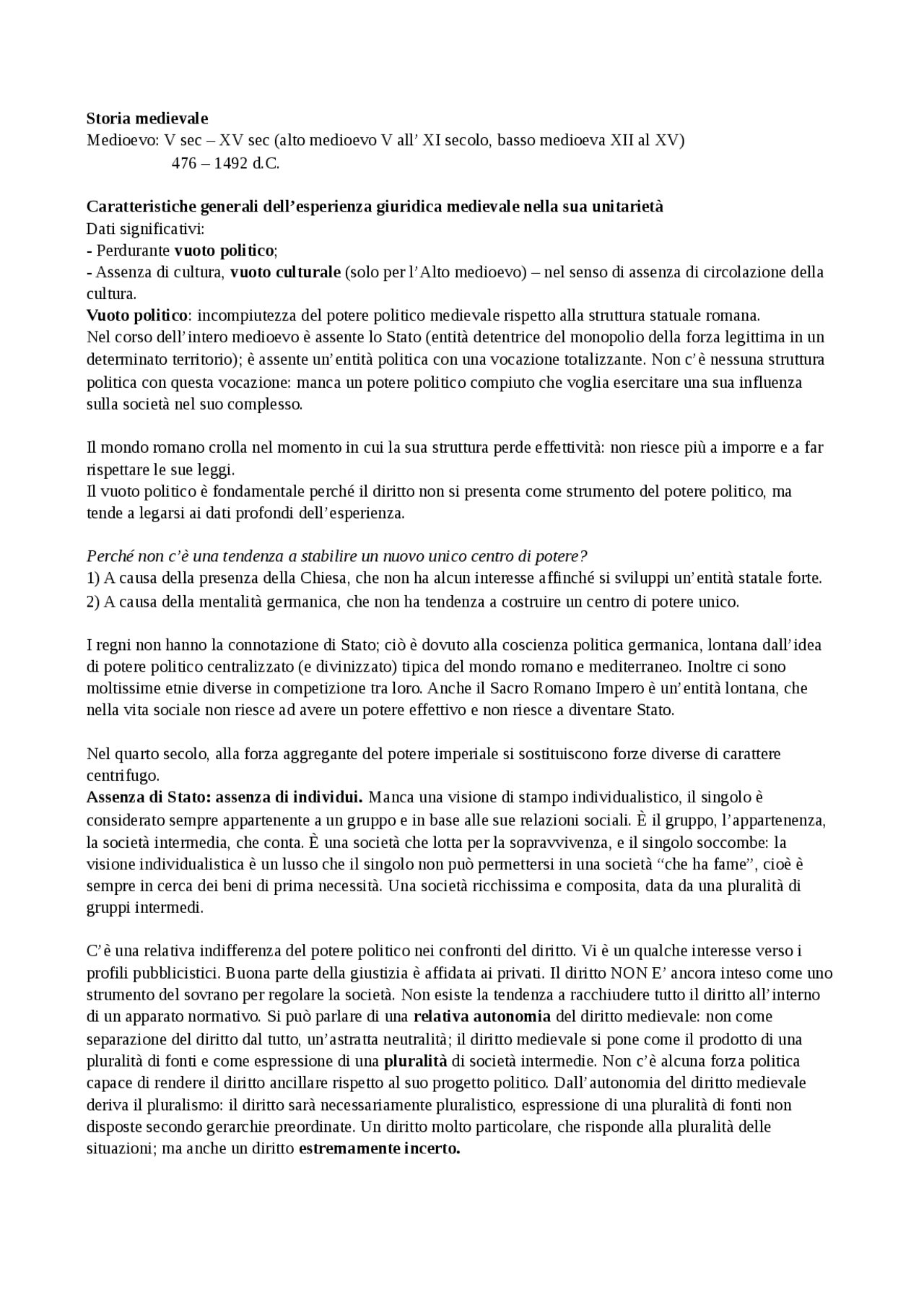 Riassunto Di Diritto Medievale E Moderno Docsity