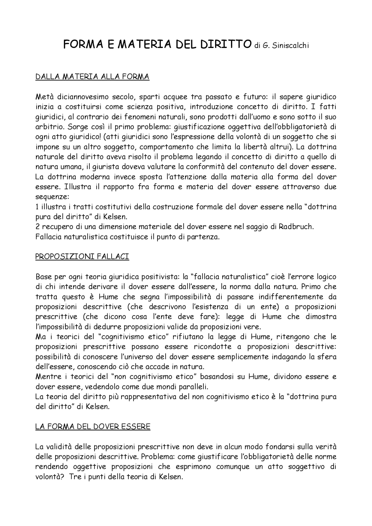 Riassunto di Filosofia Del Diritto - siniscalchi-montanari - forma e ...