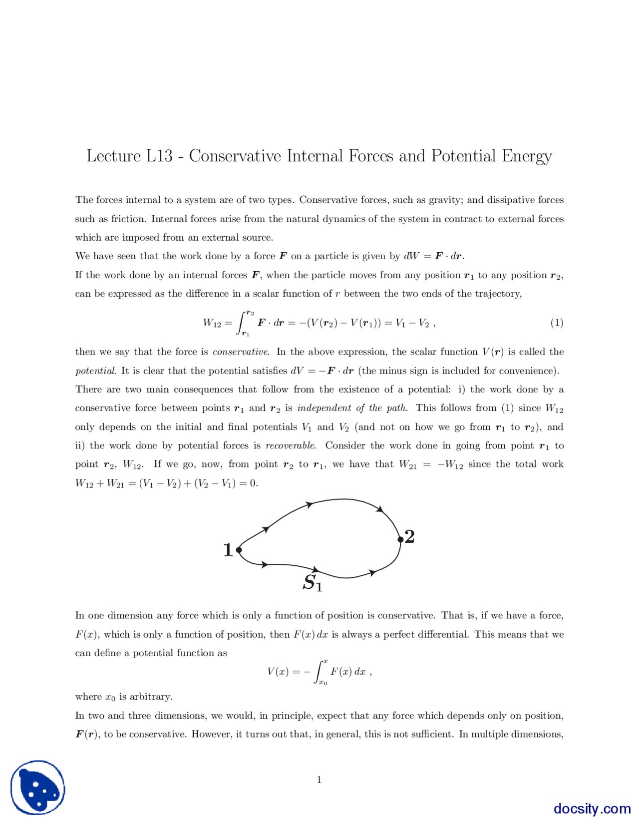 Conservative Internal Forces and Potential Energy-Classical Mechanics ...