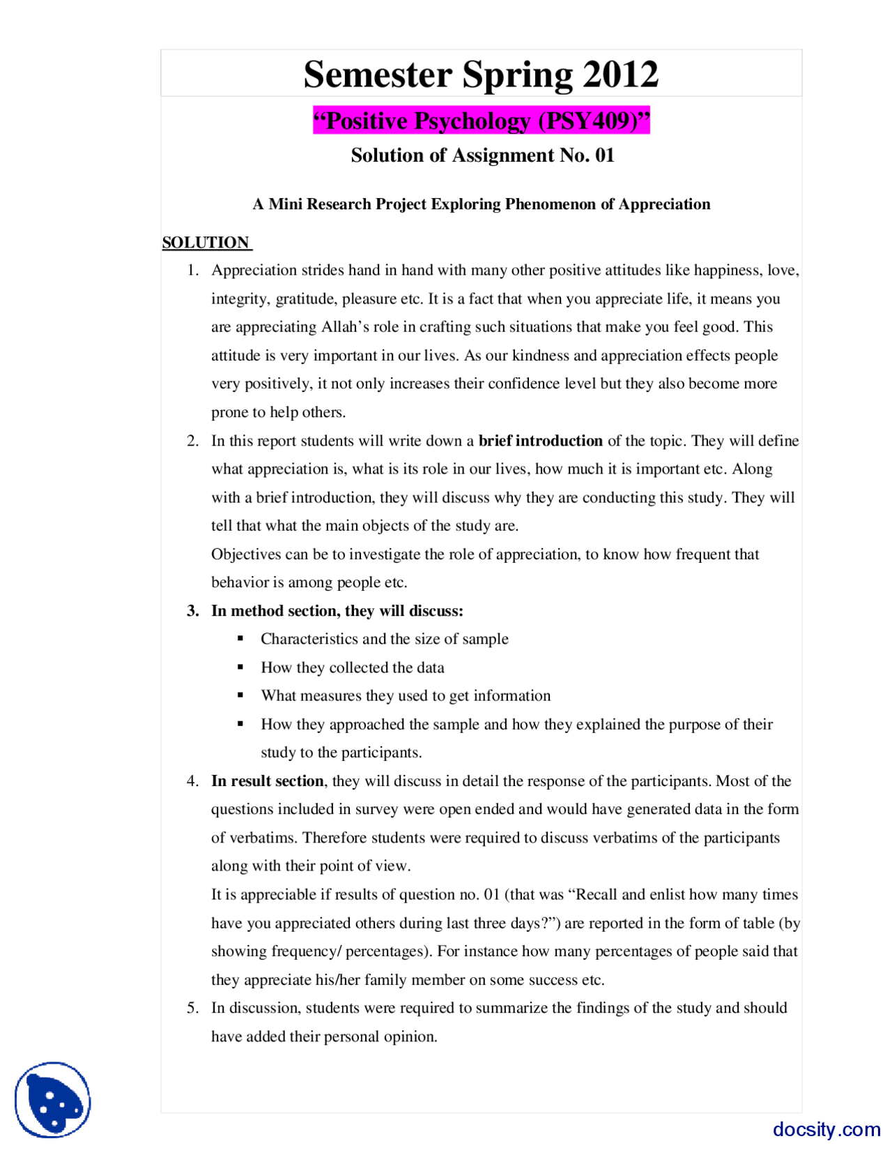 A Mini Research Project Exploring Phenomenon Of Appreciation Part 1