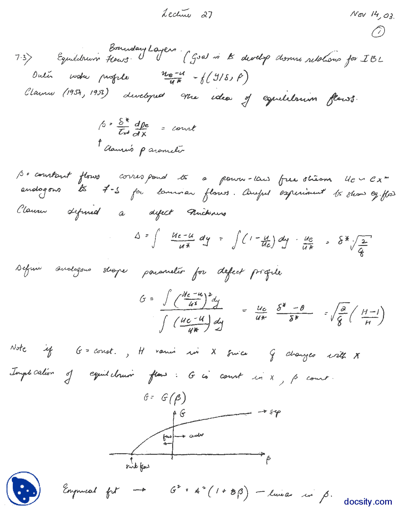 Boundary Layers Part 1 Basic Fluids Dynamics Lecture Handout Docsity