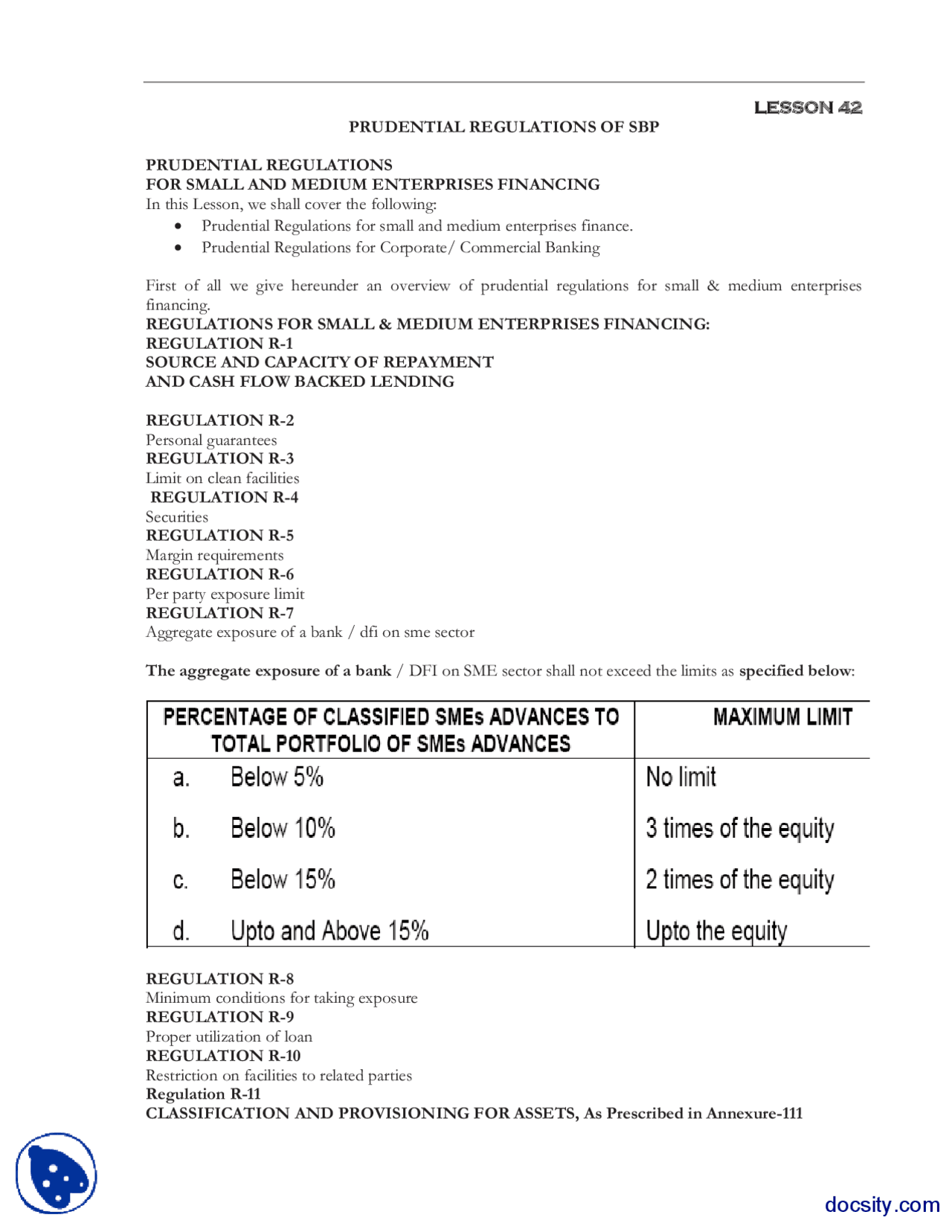 Lesson 42 Prudential Regulations Of SBP-Banking and Finance-Handout ...