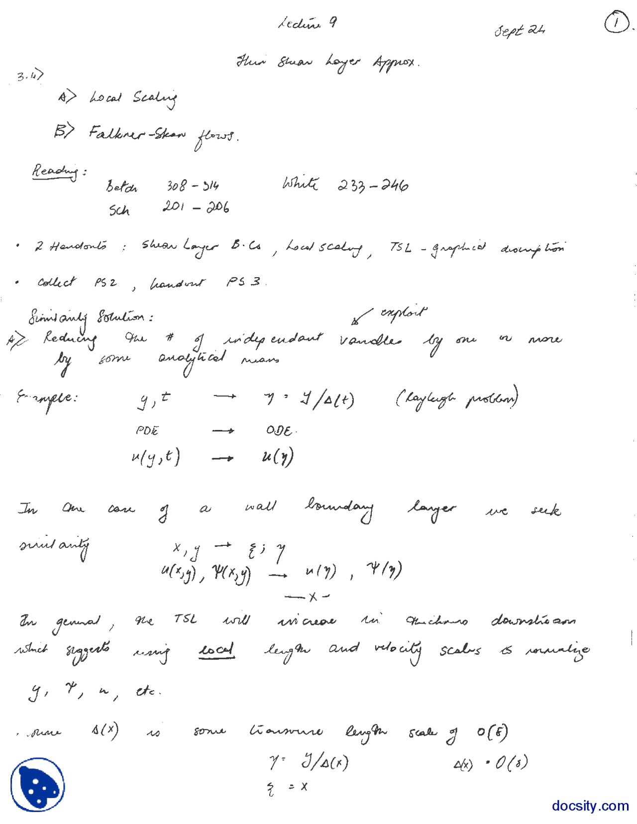 Sheer Layer Approximation Part 3 Fluids Dynamics Lecture Handout Docsity