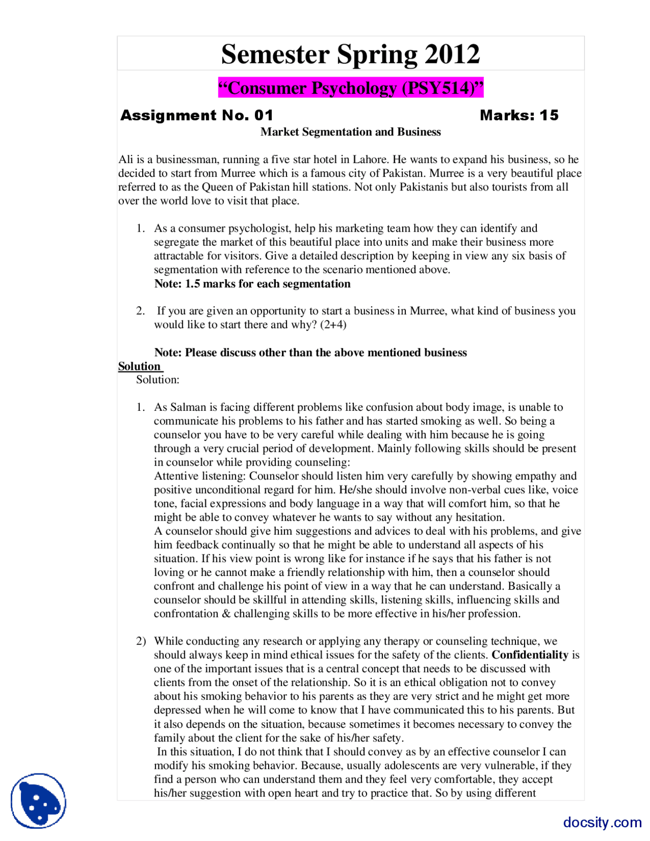 Important Tips Part 3 Psychology Assignment Solution Docsity