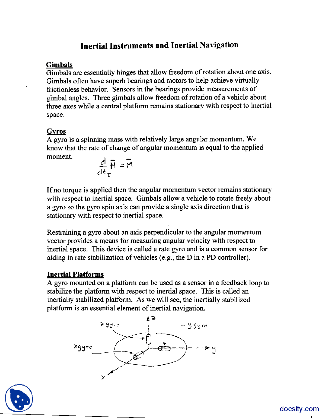 Inertial Instruments and Inertial Navigation-Classical Mechanics ...