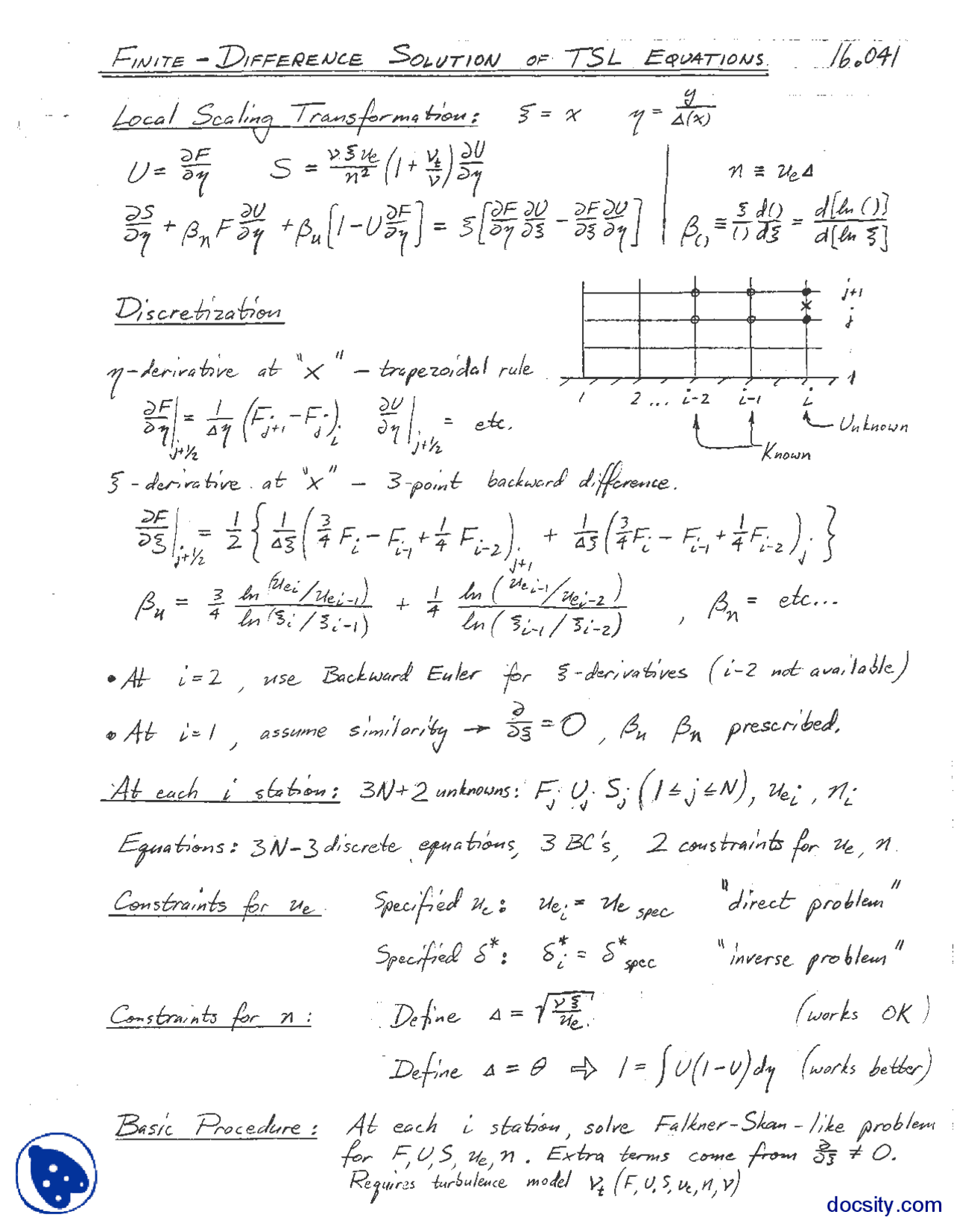 Finite Diifferences Basic Fluids Dynamics Lecture Handout Docsity 0718