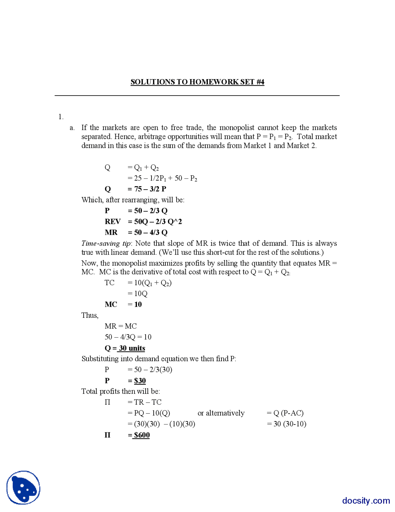 Mopolist Marketing Assignment Solution Docsity