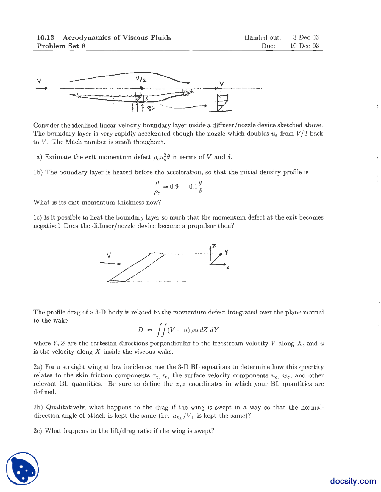 Idealized Linear Velocity Fluids Dynamics Assignment Docsity