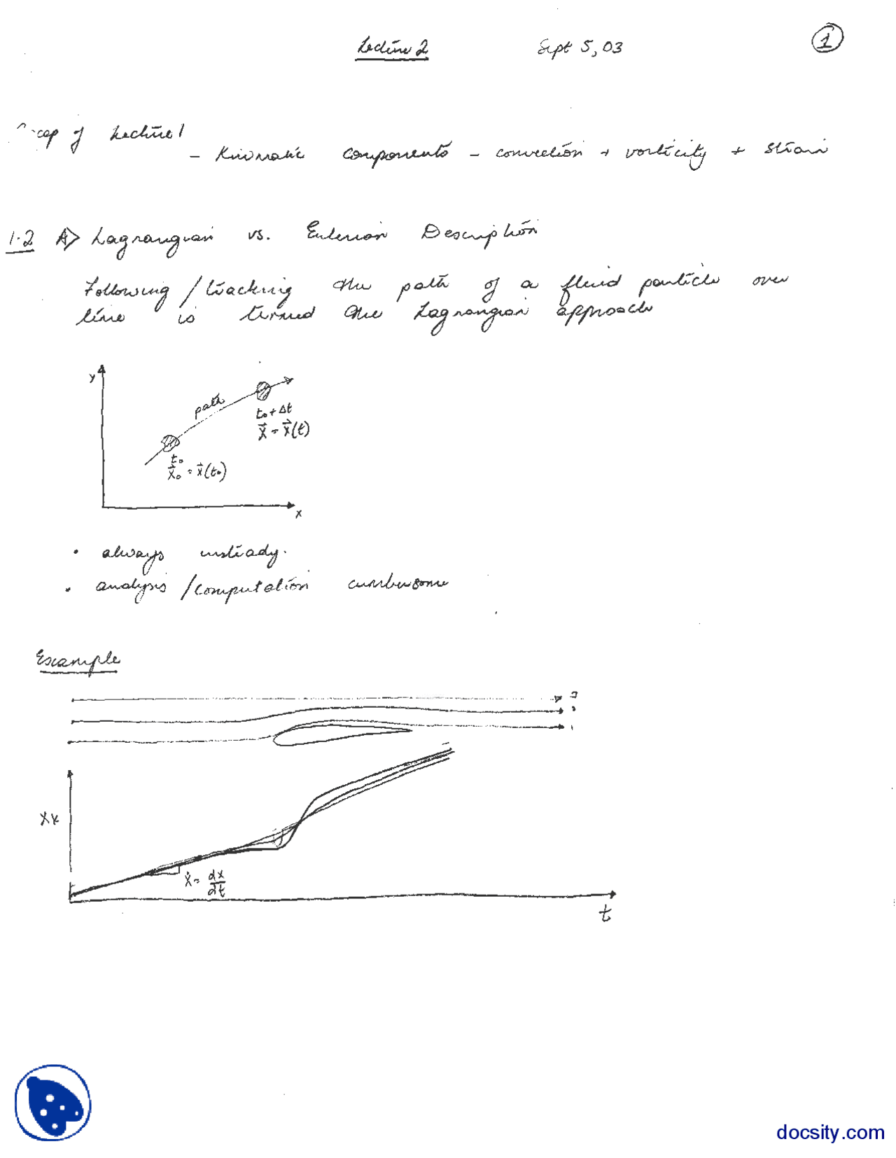 Kinmetic Concepts Basic Fluids Dynamics Lecture Handout Docsity