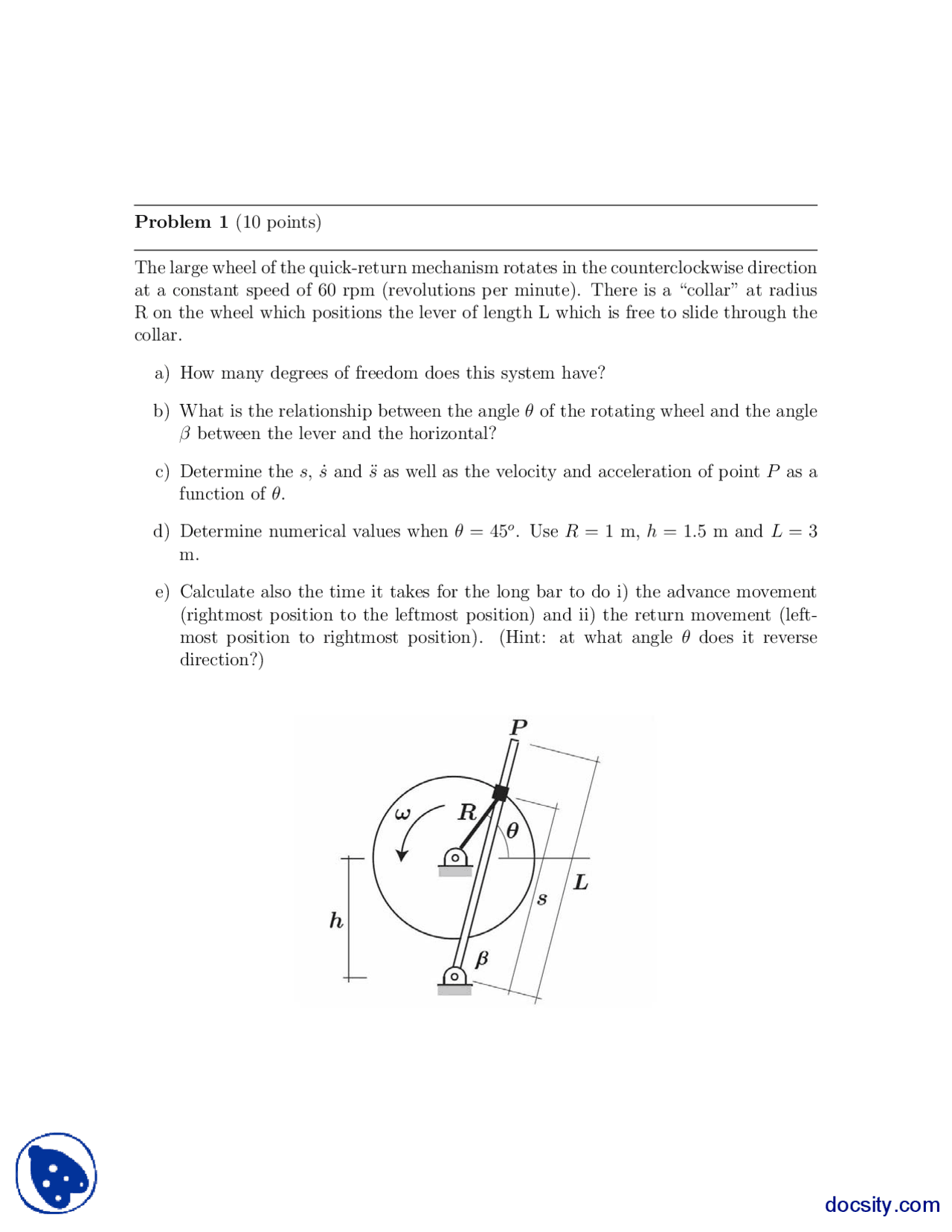 Large Wheel Problem-Classical Mechanics-Assignment - Docsity