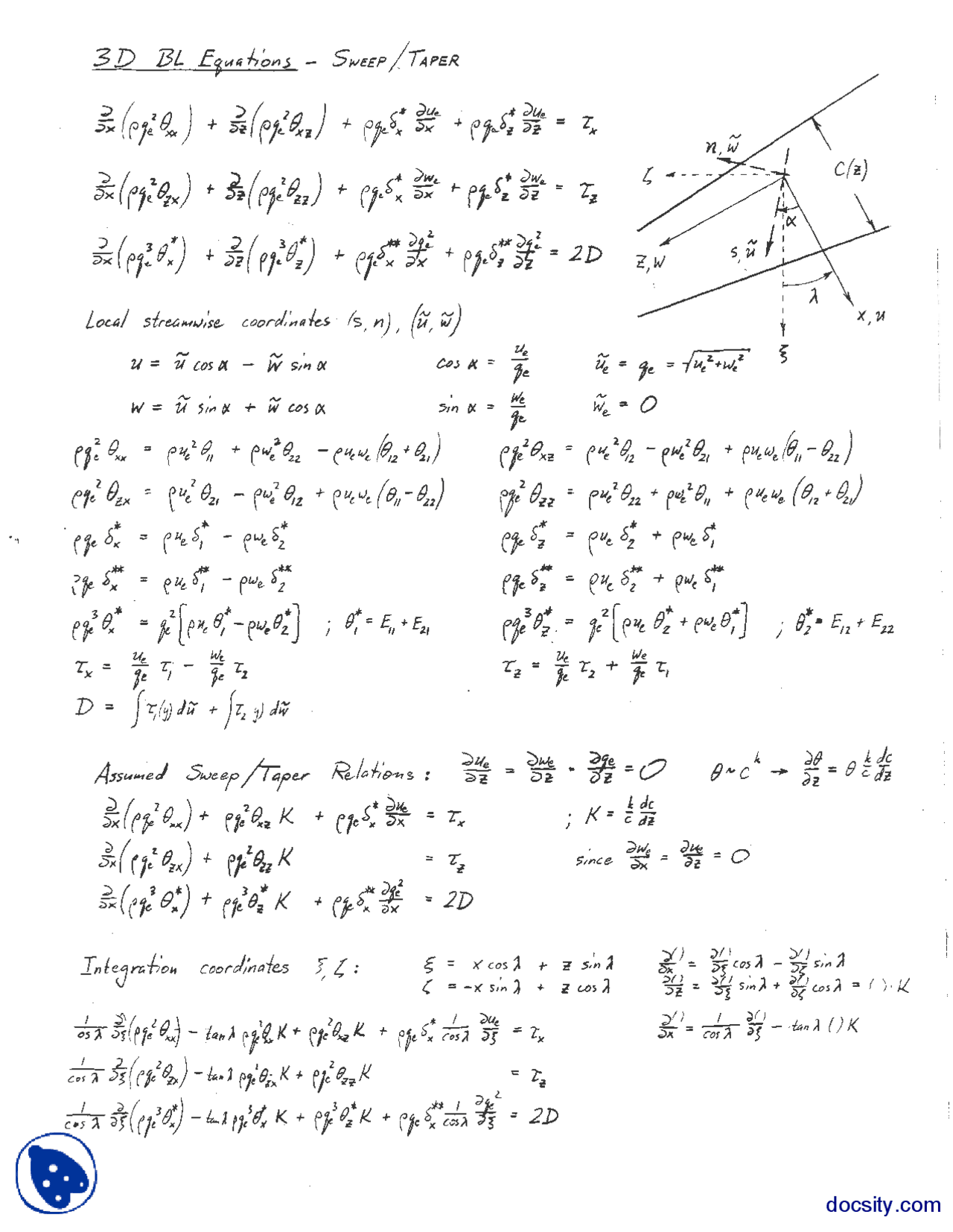 Sweep Taper Fluids Dynamics Lecture Handout Docsity