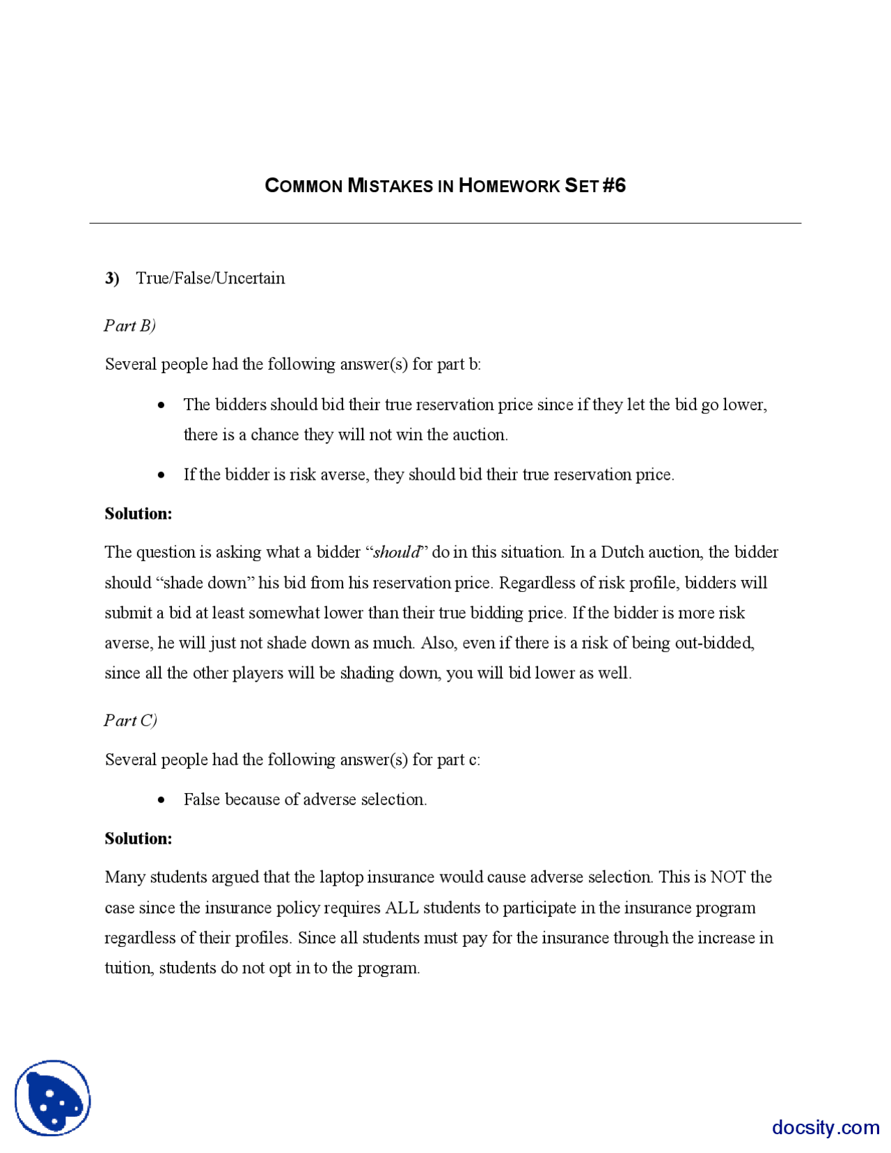 Common Mistakes Part 3 Marketing Assignment Solution Docsity