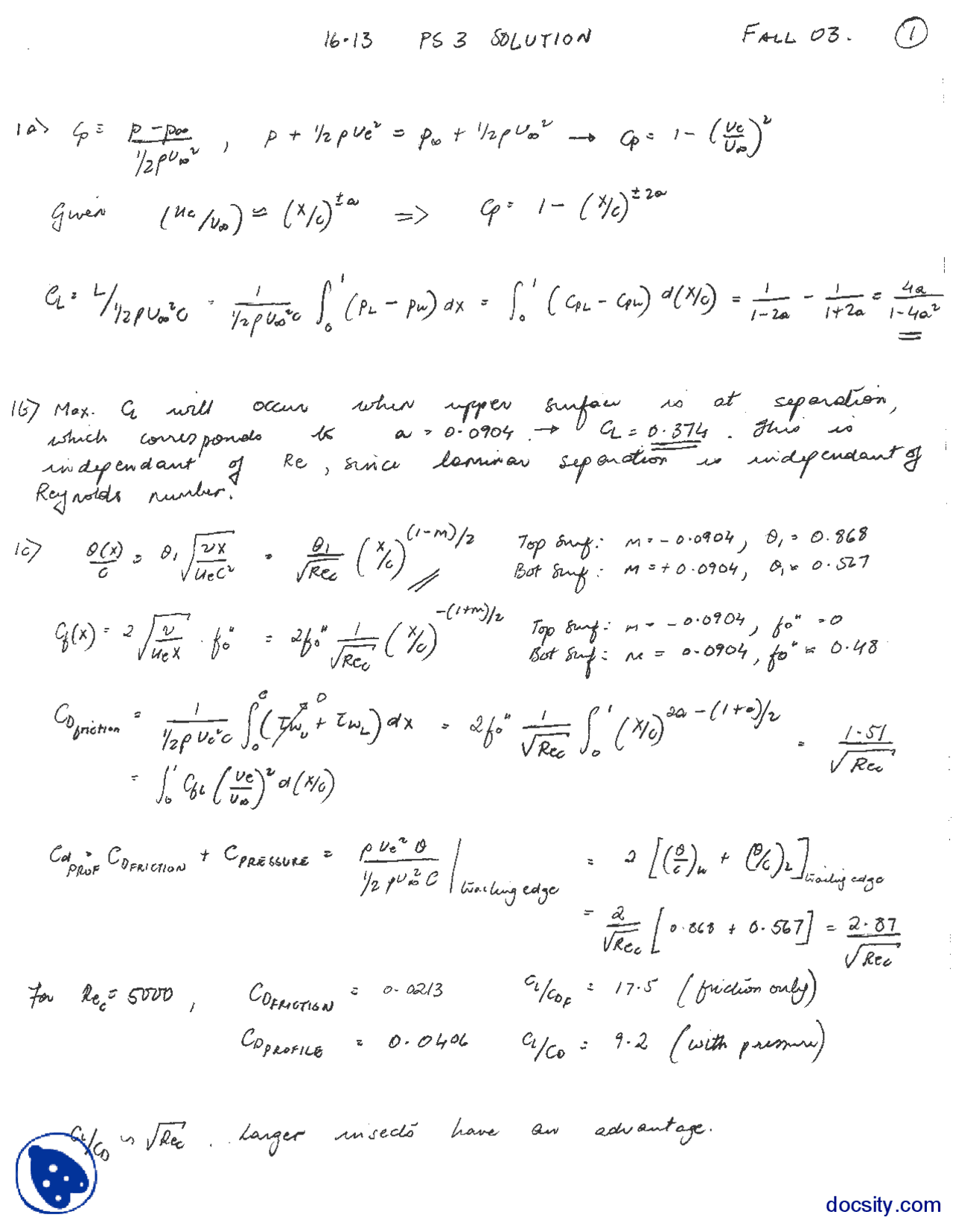 Airfoil Fluids Dynamics Assignment Solution Docsity