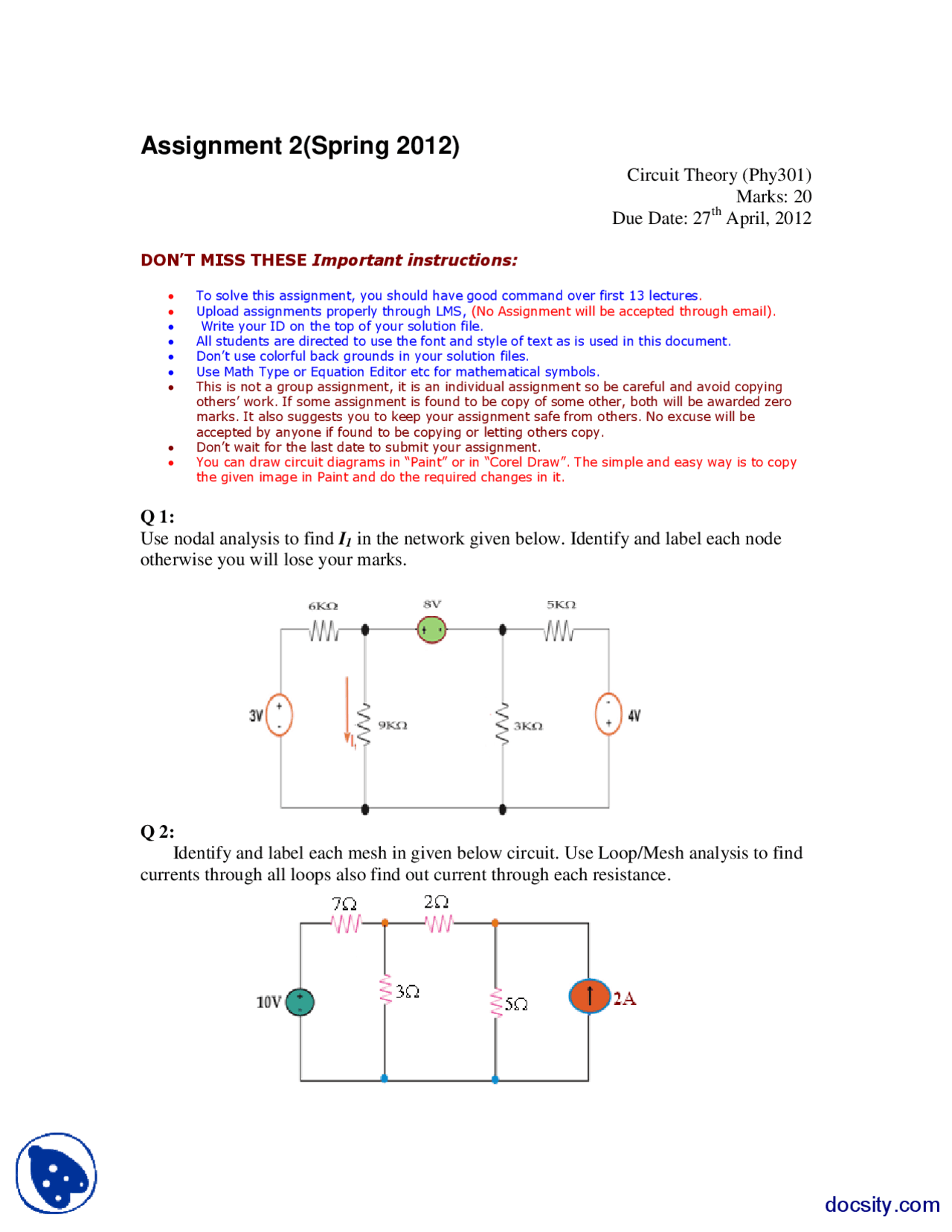 Equivalent Resistance Part 2 Physics Assignment Docsity