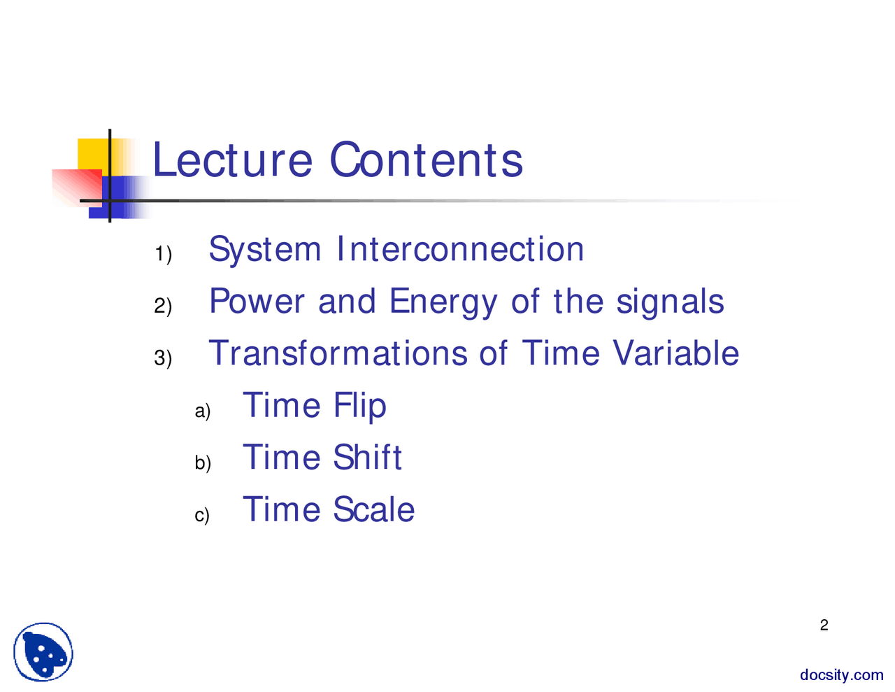 Transformations of Time Variable-Signals and Systems-Lecture Handout ...