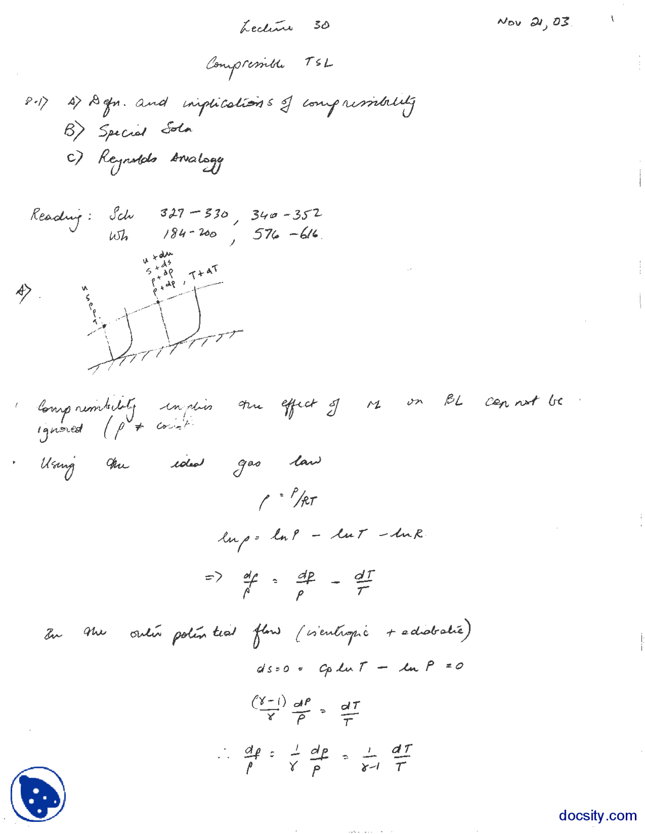 Compression Tsl Part 1 Basic Fluids Dynamics Lecture Handout Docsity